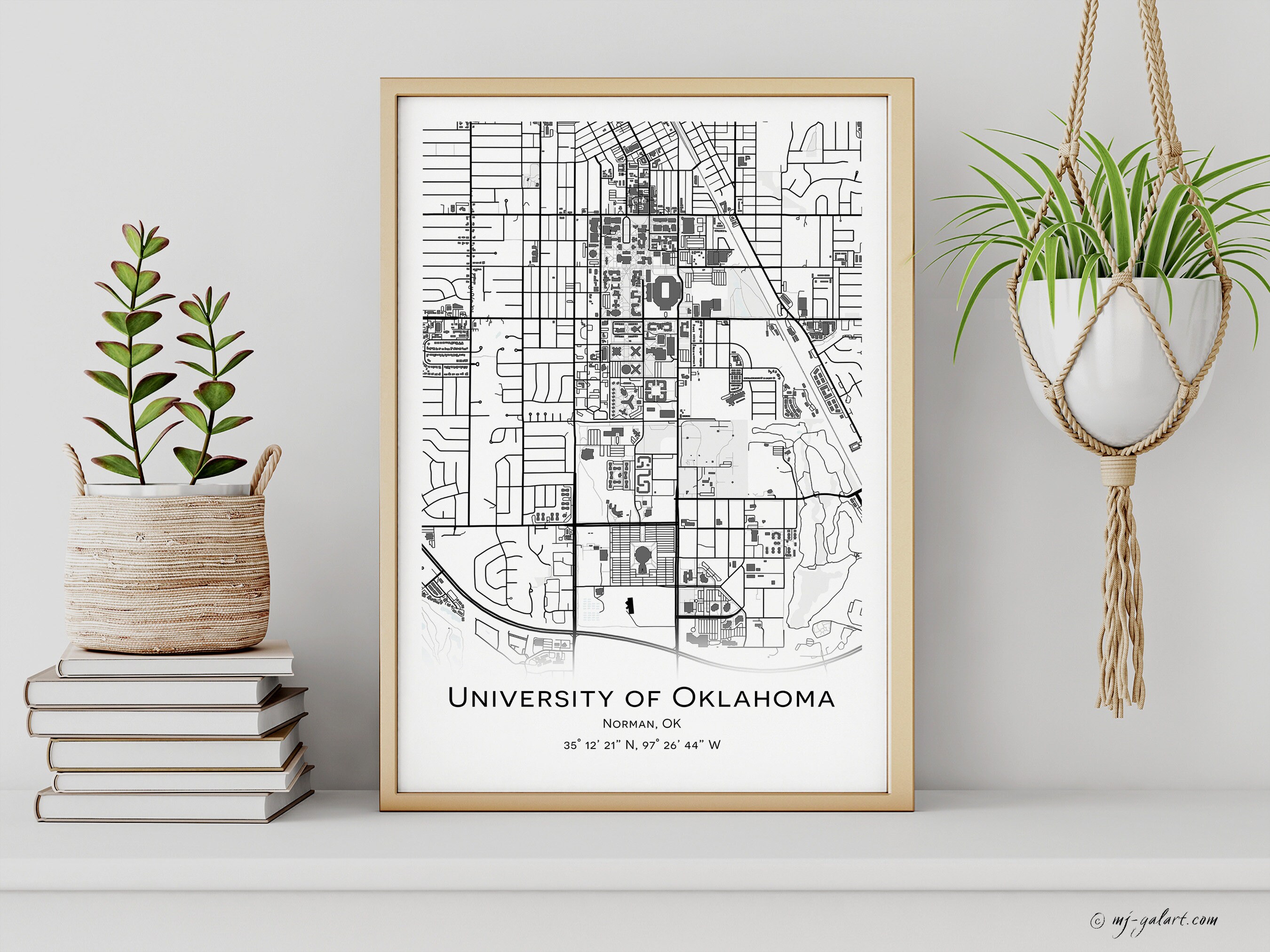 University of Oklahoma Map, Norman, OK - Graduation Gift - Wall Decor ...