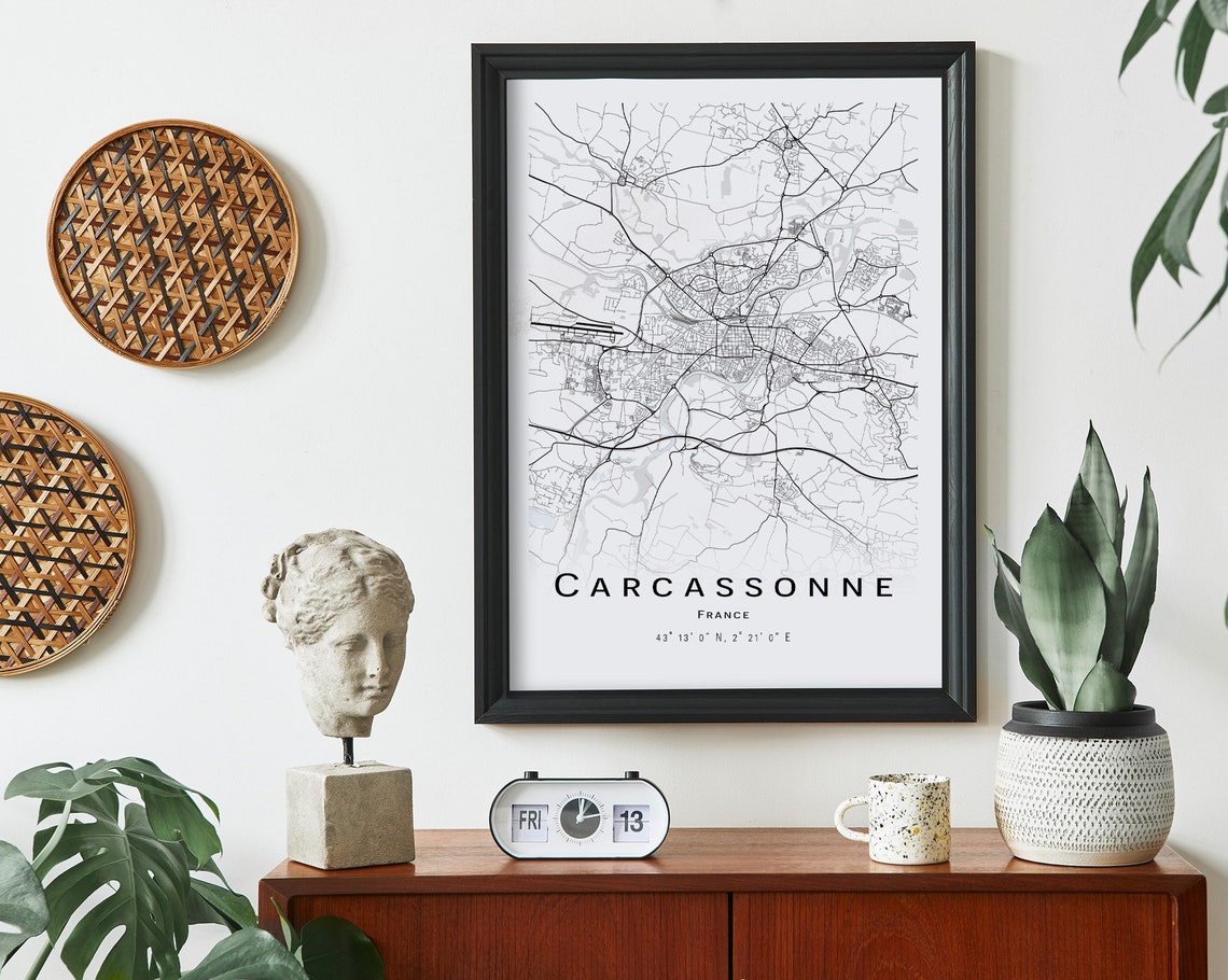 Carcassonne Map France City Map With High Details - Etsy