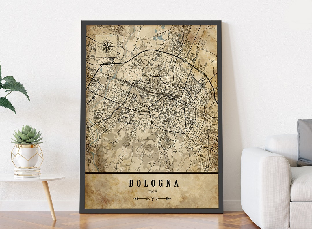 Bologna Vintage Map, Italy - City Map With High Details - Instant ...