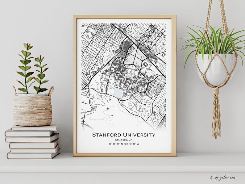 Stanford University Map Stanford CA Graduation Gift Wall - Etsy