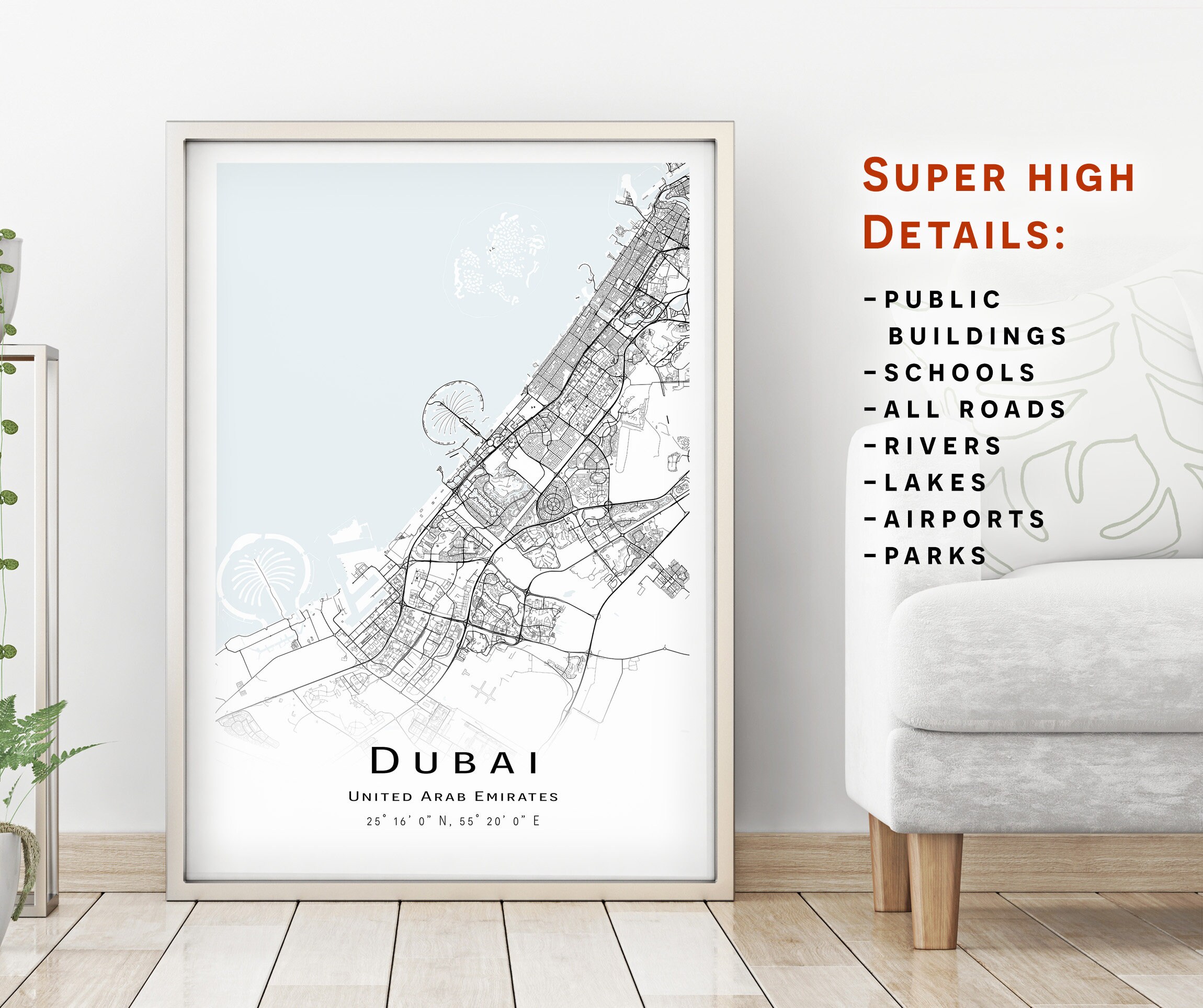 Dubai, United Arab Emirates - City Map With High Details - Printable ...