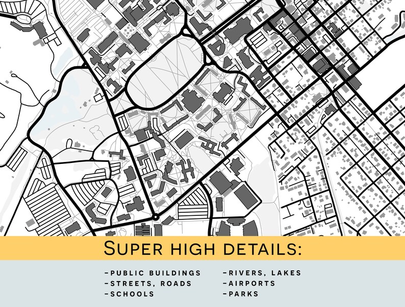 Virginia Tech Map, Blacksburg, VA - Graduation Gift - Wall Decor Poster ...