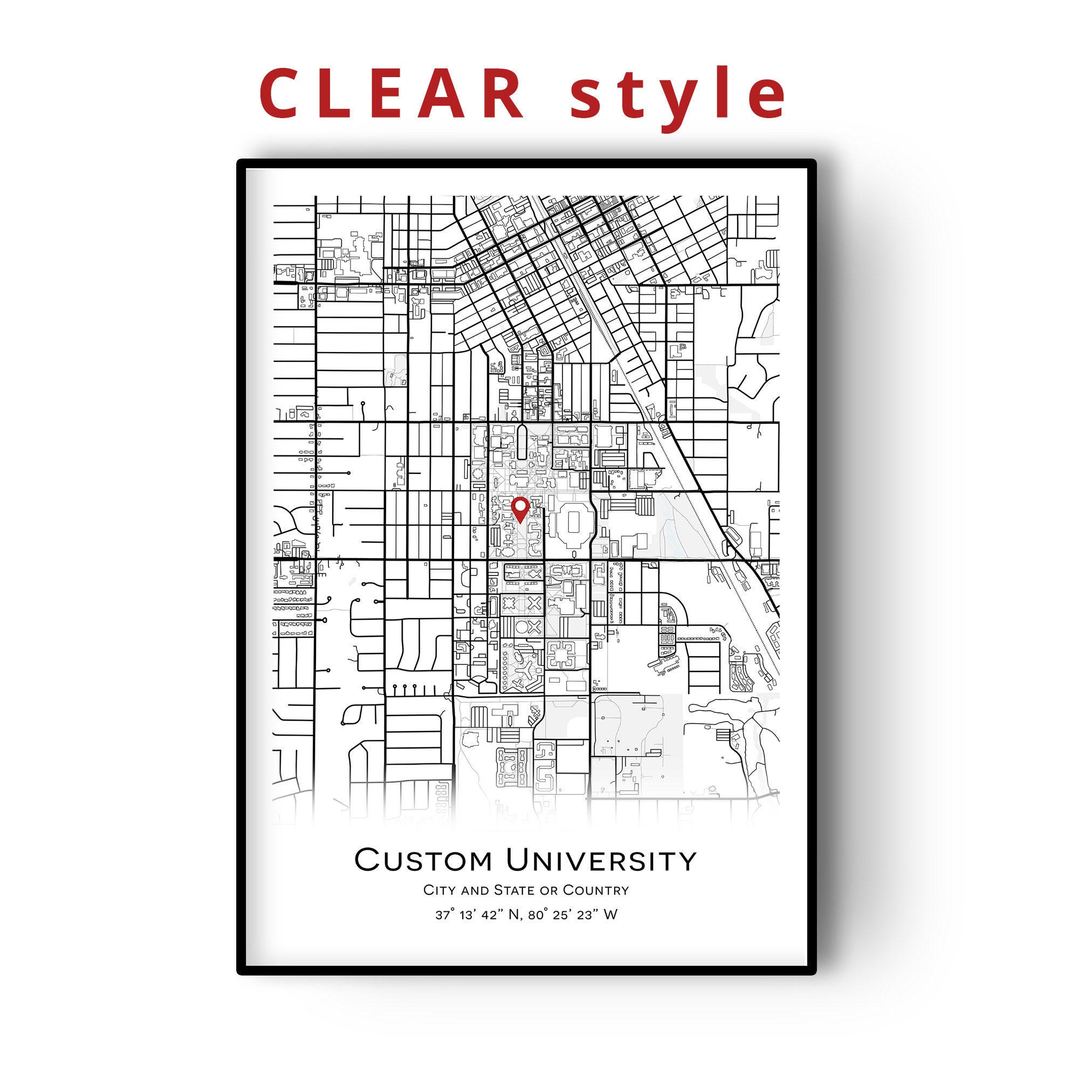 Custom Map, Graduation Gift - Your School or University Map ...