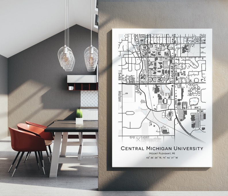 Central Michigan University Map, Mount Pleasant, MI - Graduation Gift ...