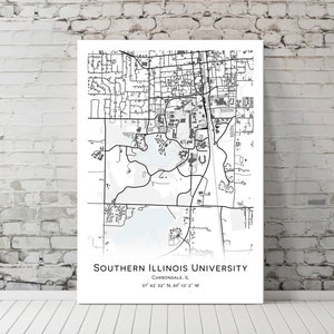 Southern Illinois University Map, Carbondale, IL - Graduation Gift ...