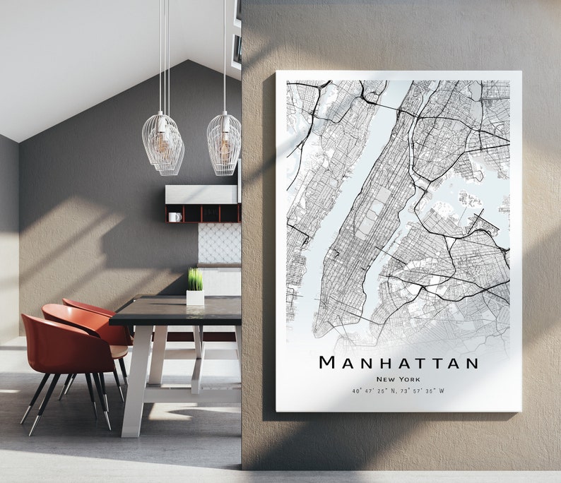 Manhattan Map, New York, United States USA City Map With High Details ...
