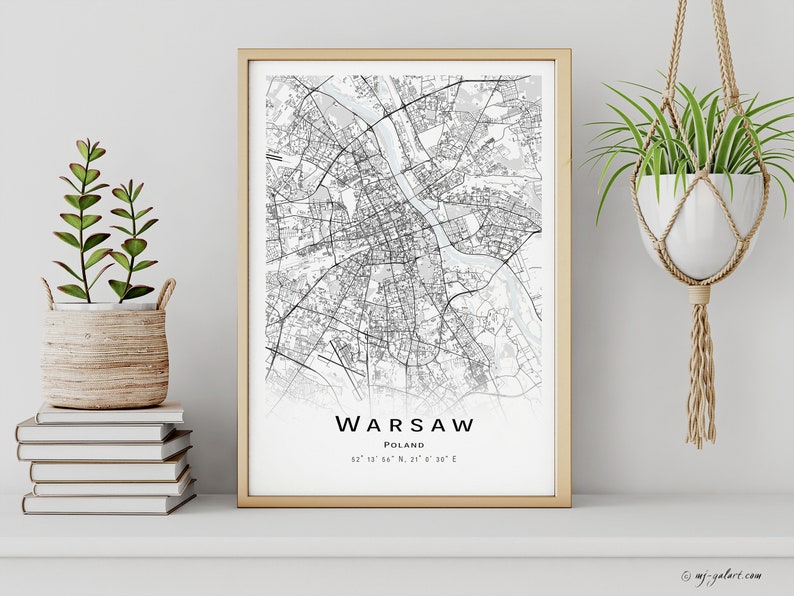 Warsaw Map Poland City Map With High Details Printable - Etsy