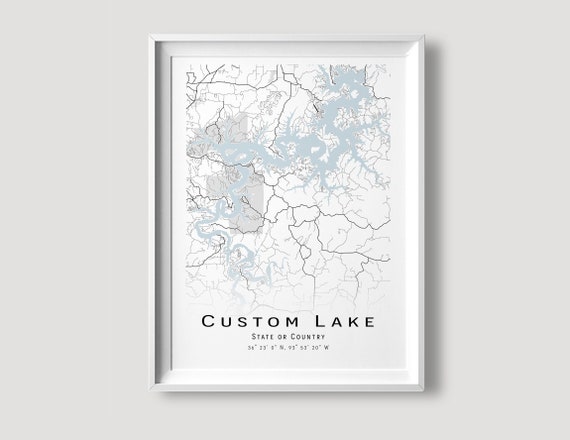 Custom Lake Personalized Lake Custom Map Poster Any Lake - Etsy