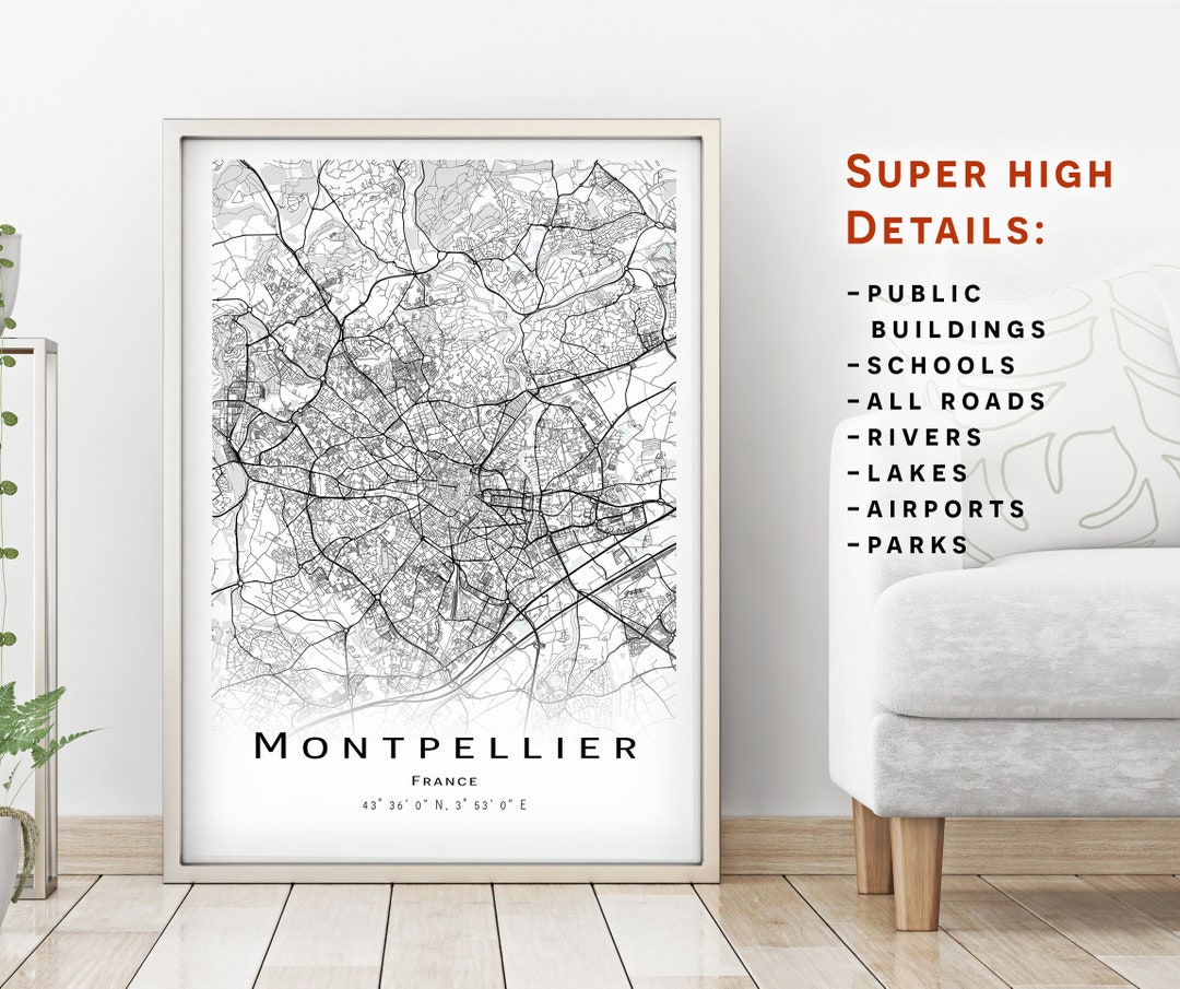 Montpellier Map - France - City Map With High Details - Printable Map ...
