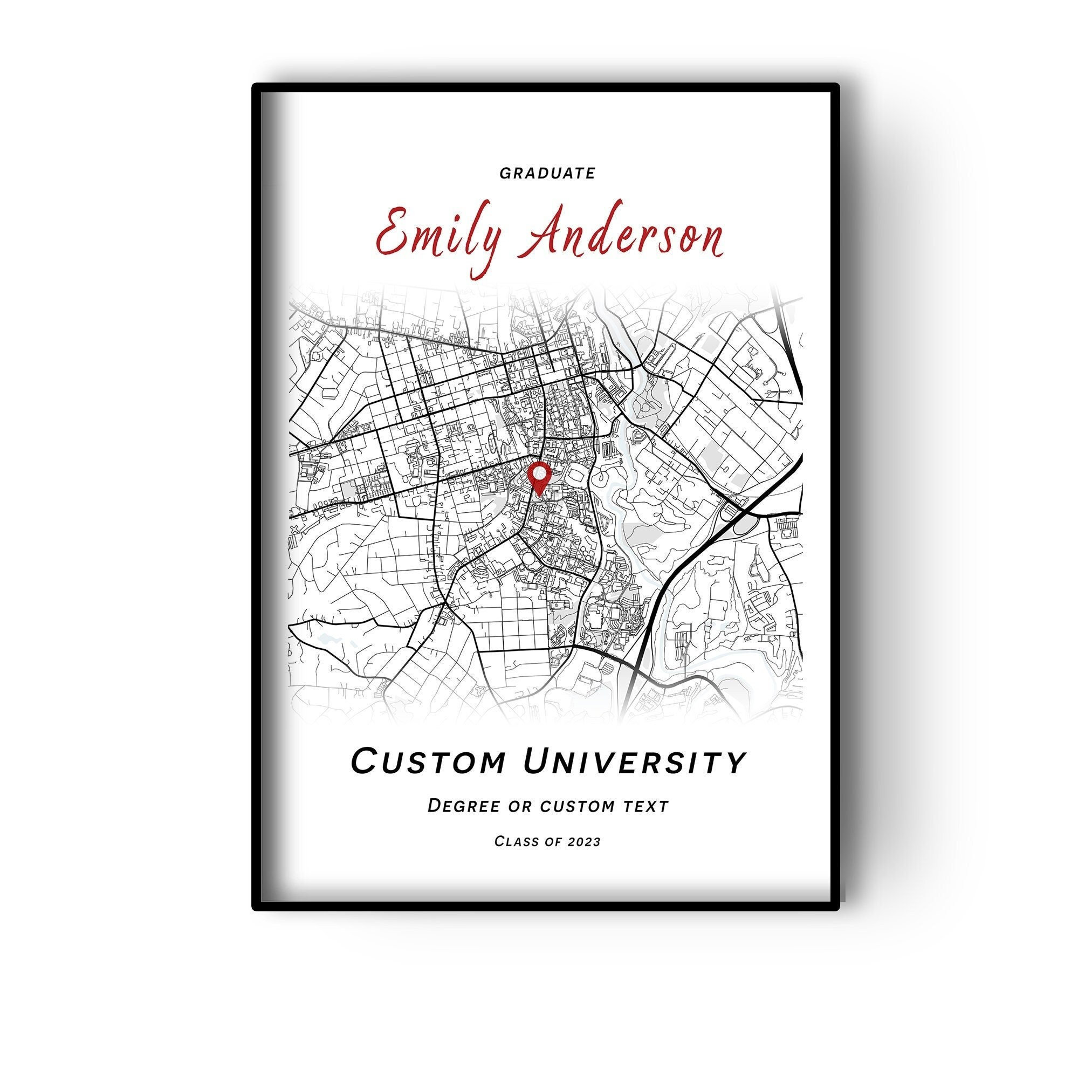 Custom Map, Graduation Gift Your School or University Map, Personalized ...