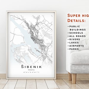 Sibenik Map, Croatia - City Map With High Details - Instant Download ...