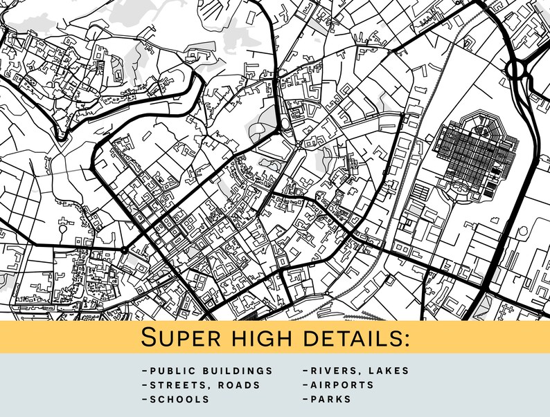 Bergamo Map Italy City Map With High Details Printable Map Poster ...