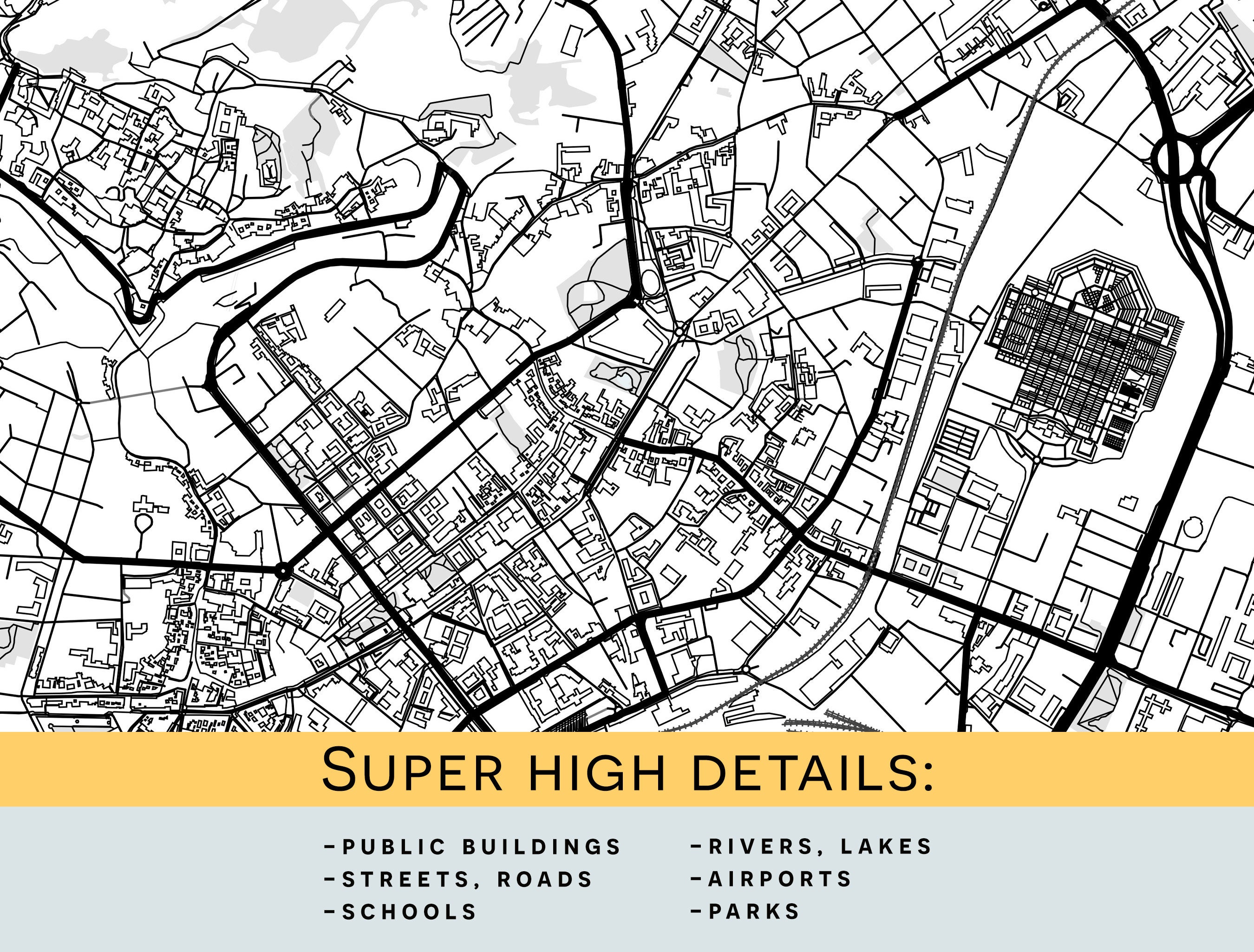 Bergamo Map Italy City Map With High Details Printable Map Poster ...