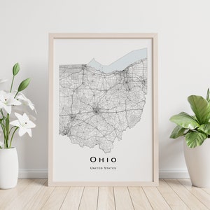 Ohio Map - OH USA United States Map - Printable Map Poster - Digital ...