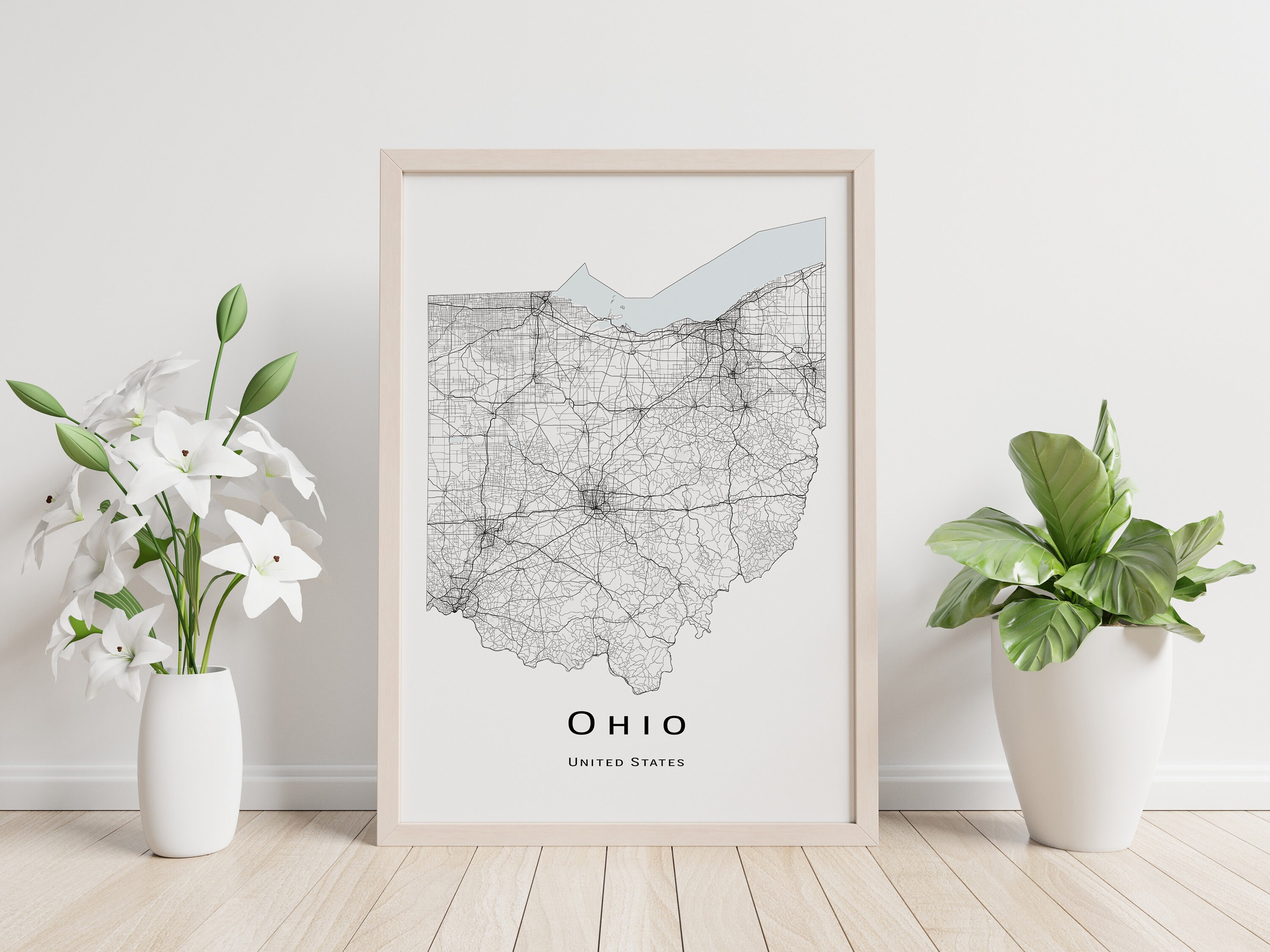 Ohio Map OH USA United States Map Printable Map Poster Digital Download ...