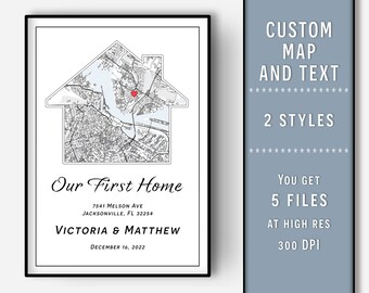 Custom Home Map Gift - Etsy