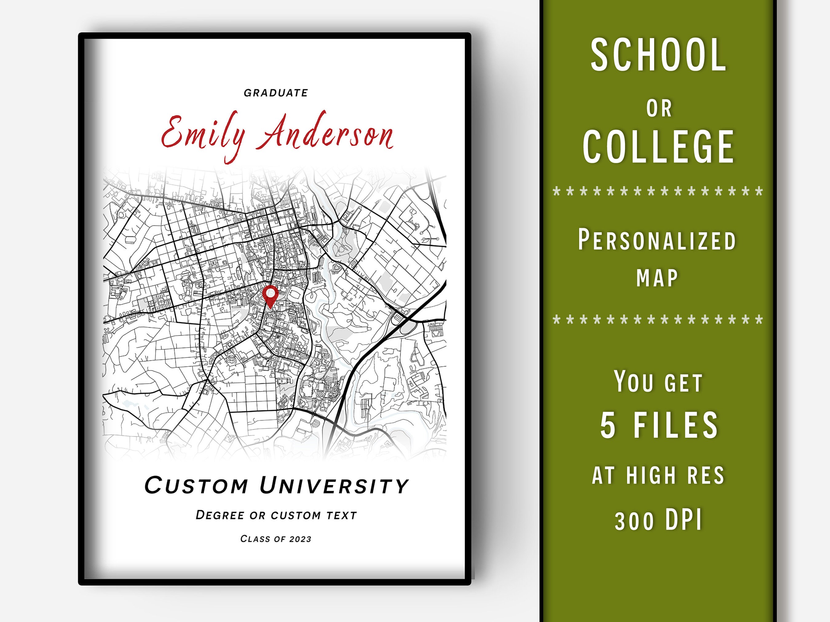 Custom Map Graduation Gift Your School or University Map - Etsy