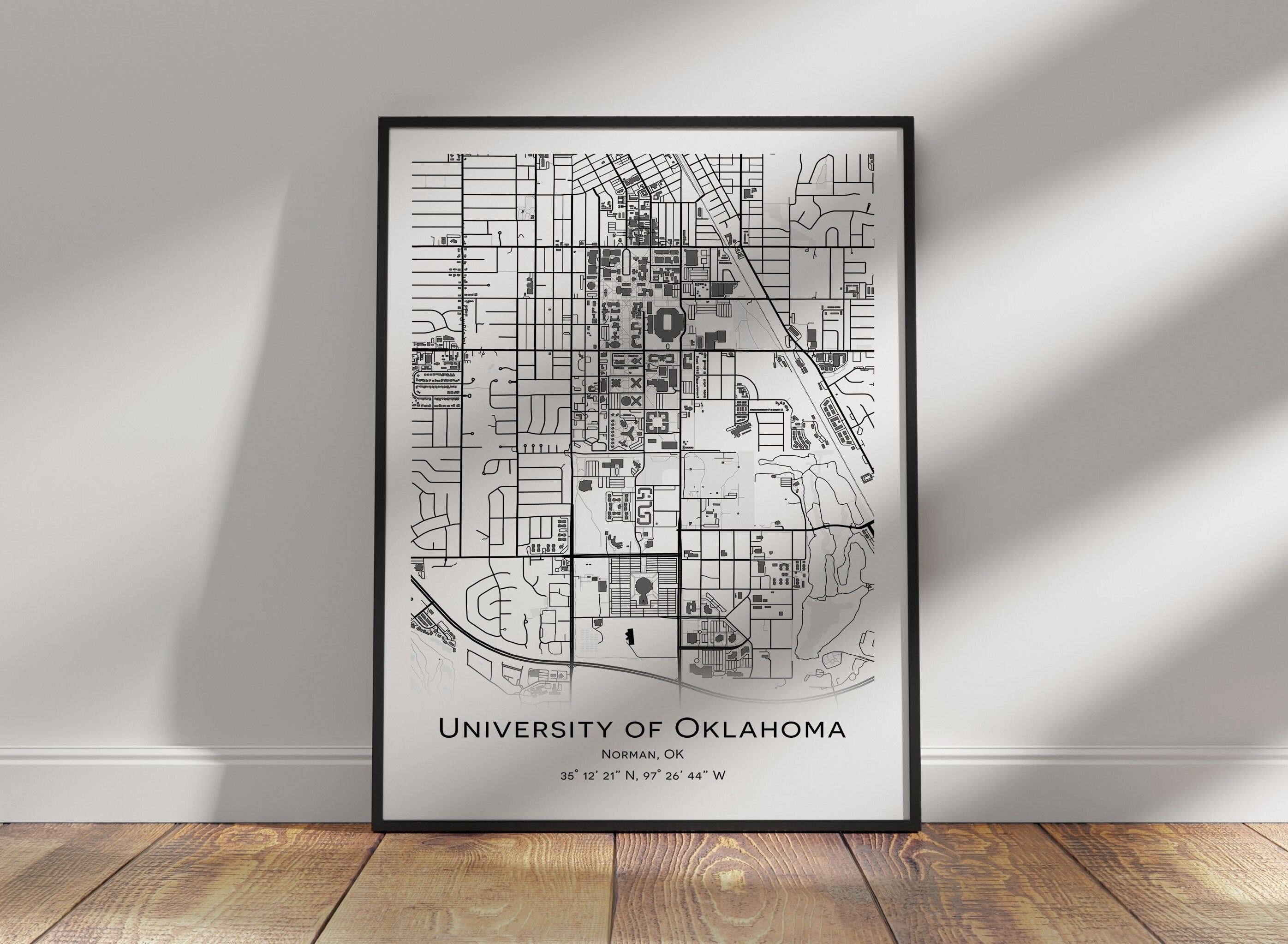 University of Oklahoma Map, Norman, OK - Graduation Gift - Wall Decor ...
