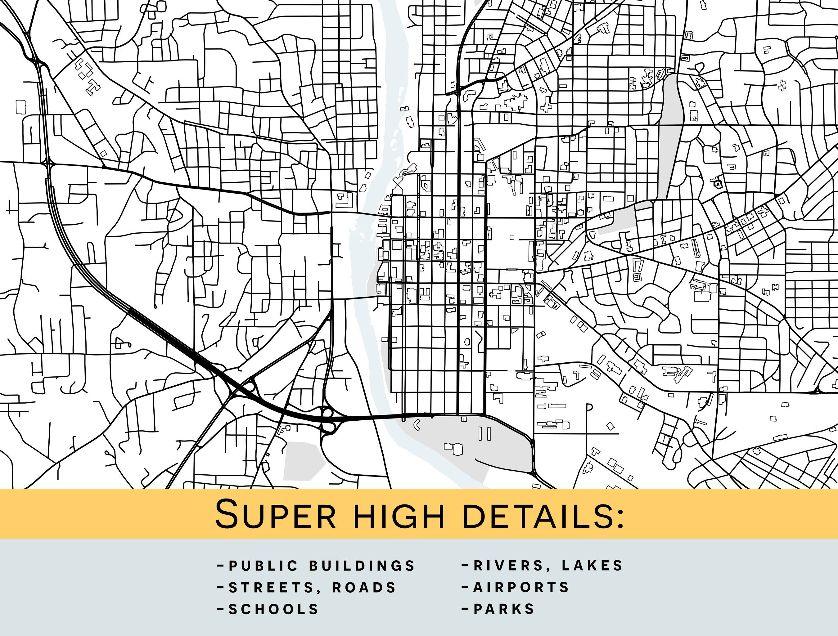 Columbus Map Georgia GA City Map With High Details - Etsy