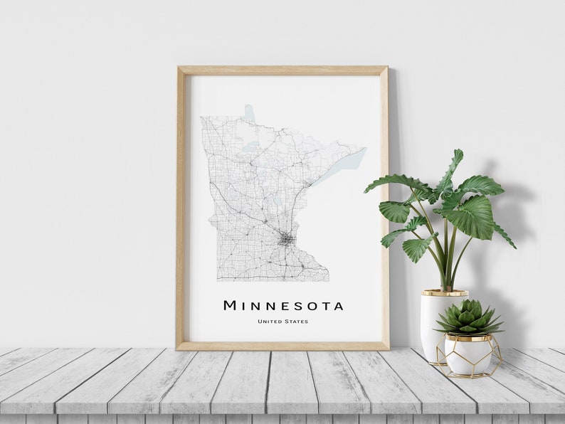 Minnesota Map MN USA United States Map Printable Map - Etsy