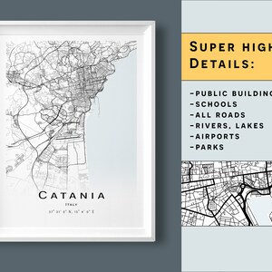 Catania Map, Italy - City Map With High Details - Instant Download ...