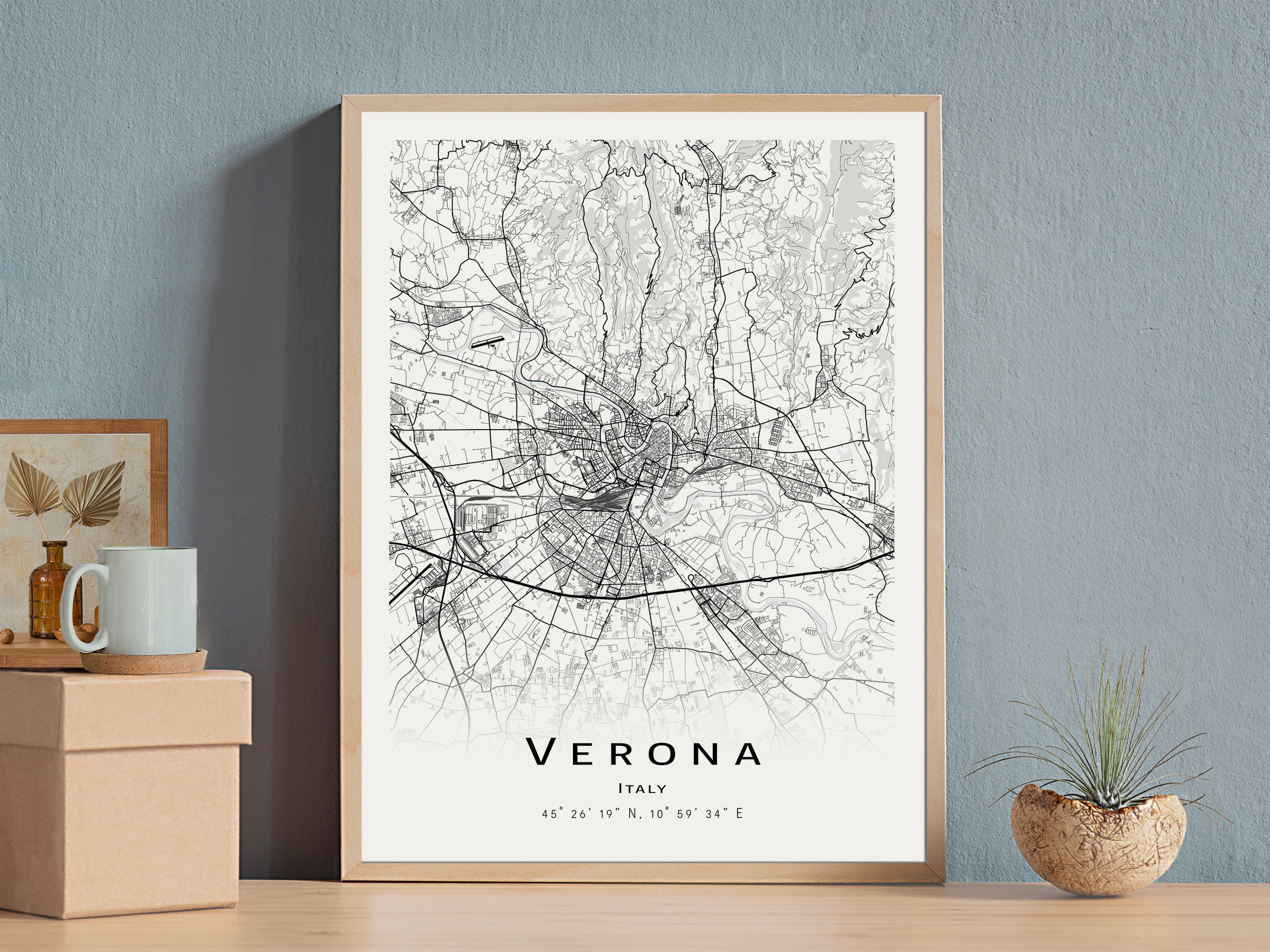 Verona Map - Italy - City Map With High Details - Printable Map Poster ...