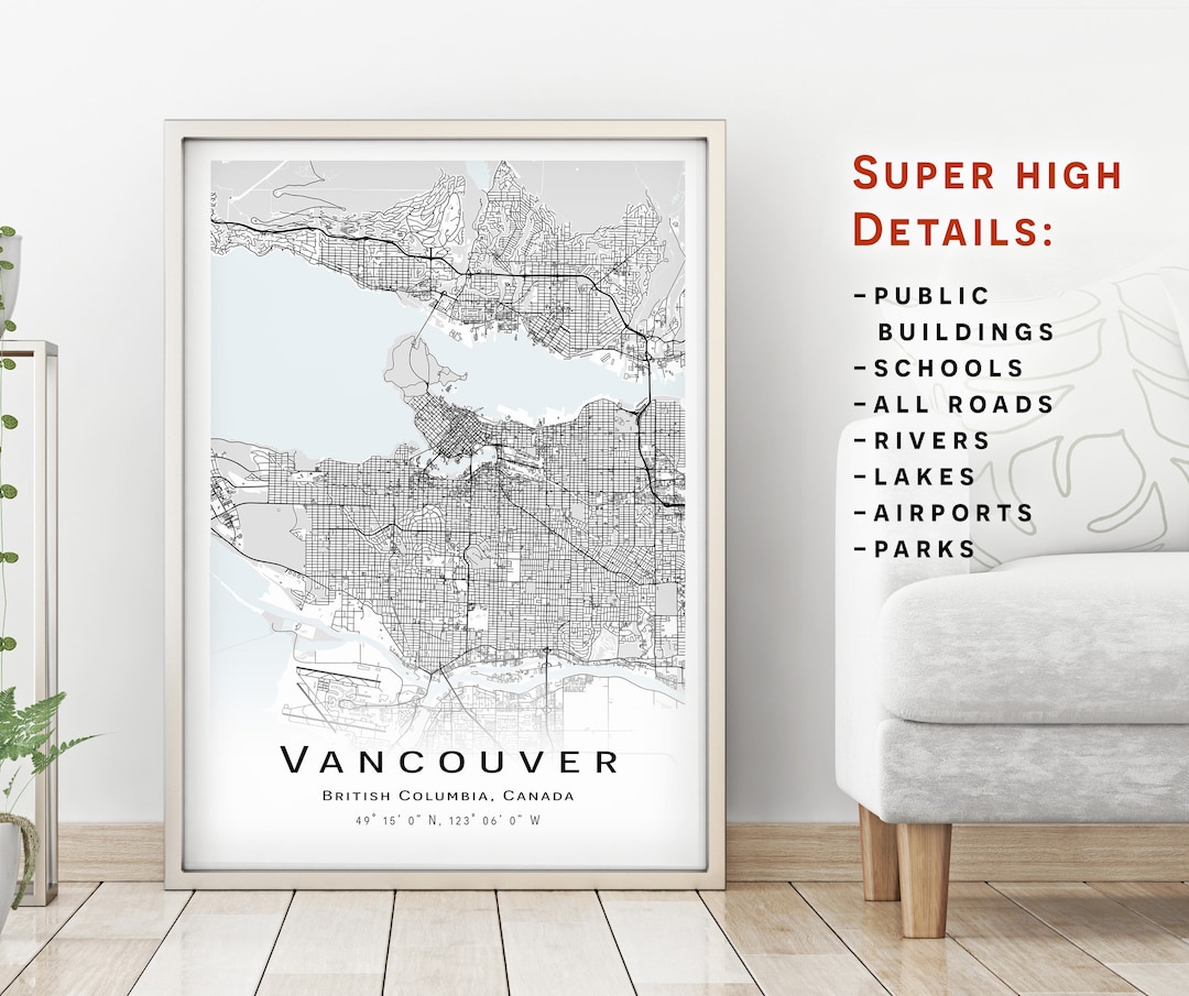 Vancouver City Map - British Columbia Canada - Map With High Details ...