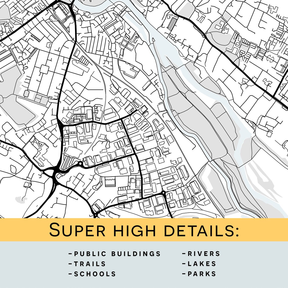 Exeter Map United Kingdom City Map With High Details - Etsy