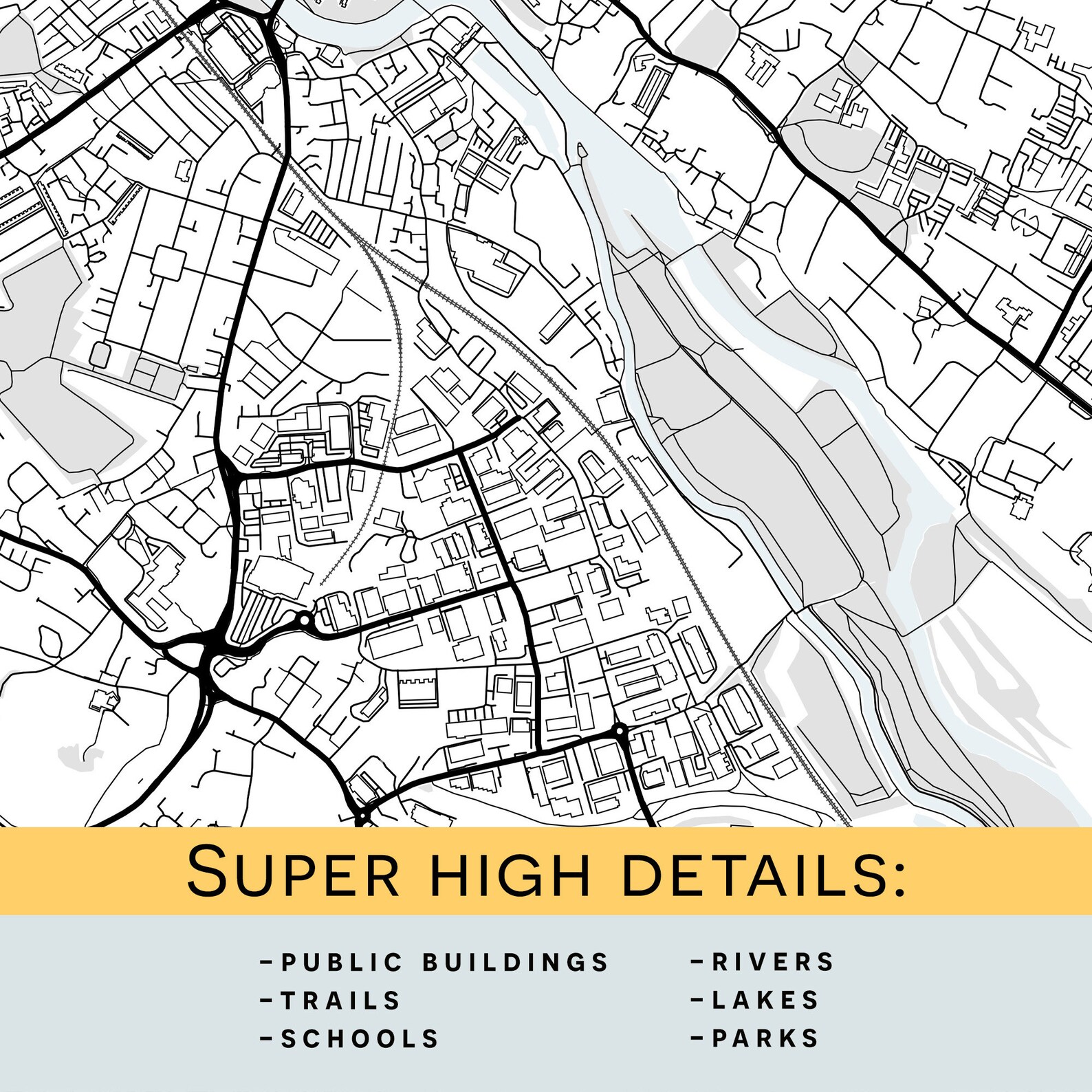Exeter Map United Kingdom City Map With High Details - Etsy