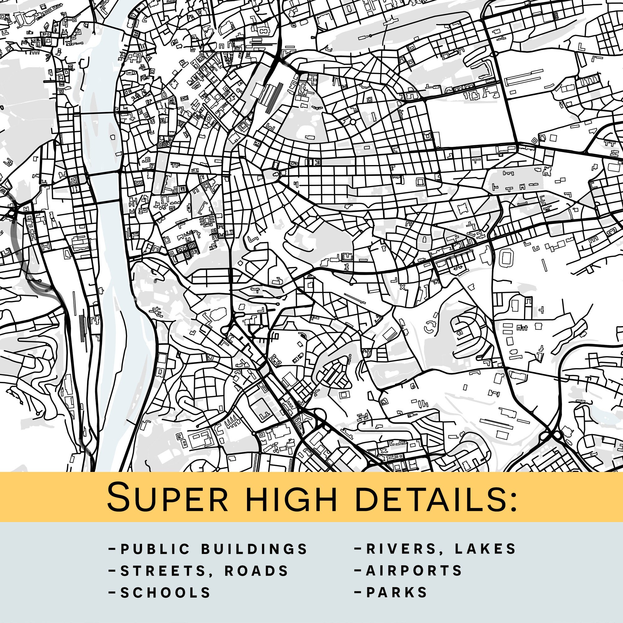 Prague Map, Czech Republic City Map With High Details Instant Download ...