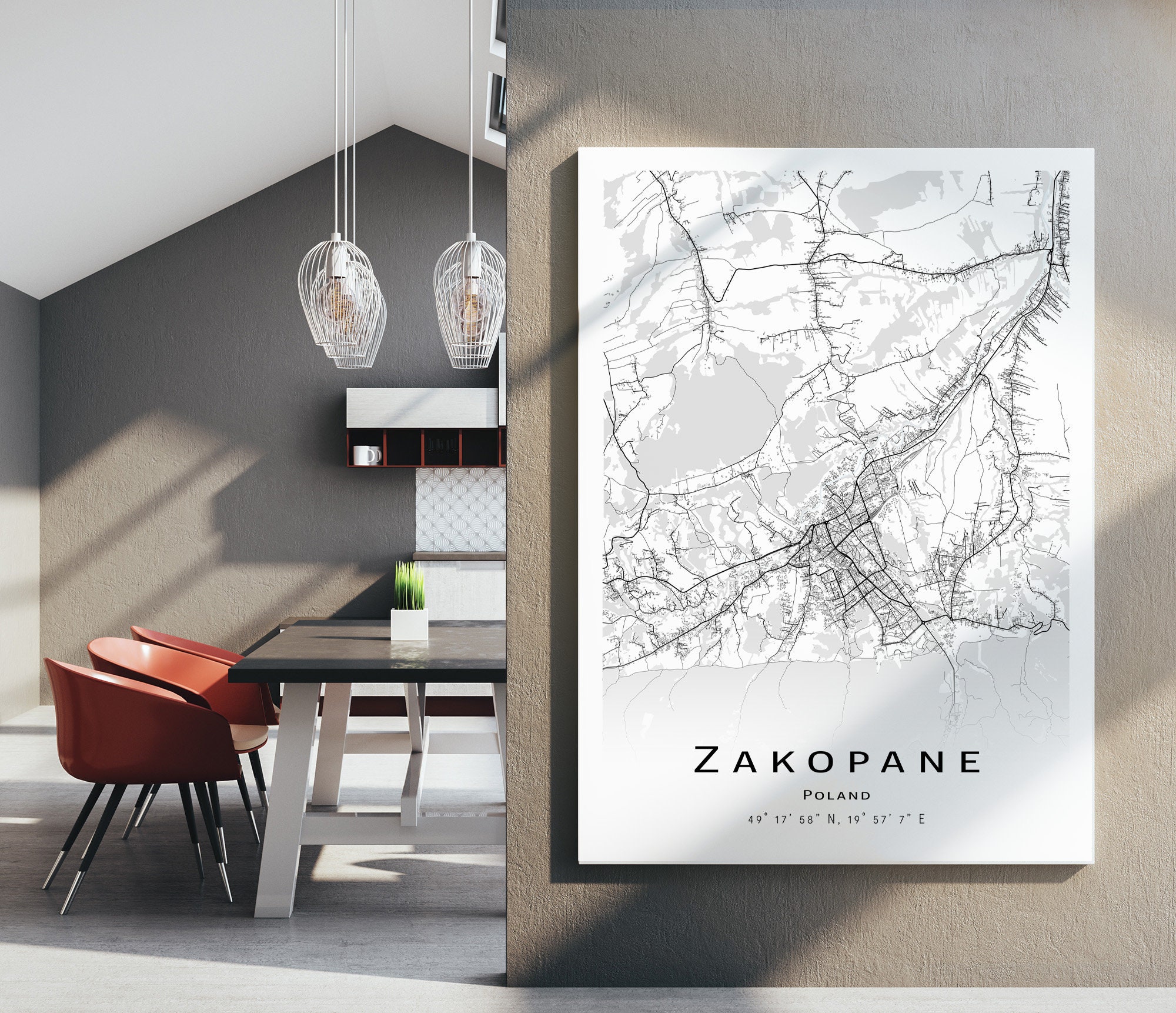 Zakopane Map Poland City Map With High Details Instant - Etsy