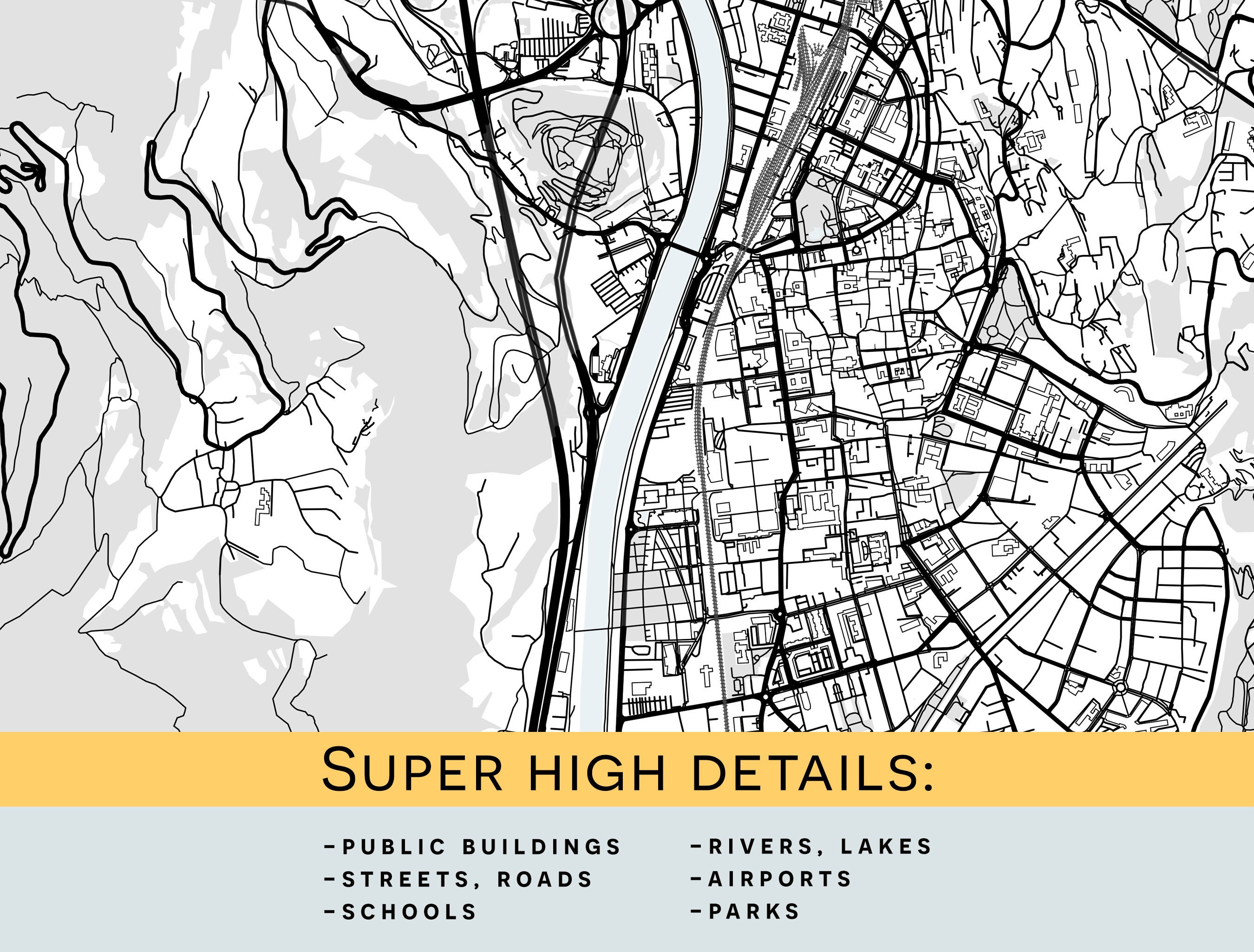 Trento Map Italy City Map With High Details Printable Map - Etsy