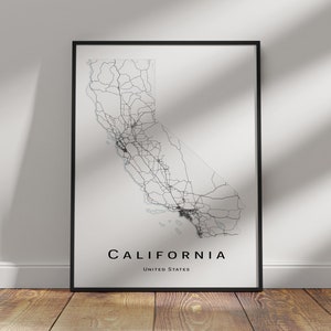 California Map - CA USA United States Map - Printable Map Poster ...