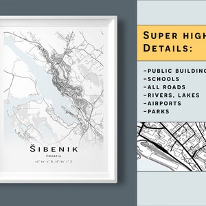Sibenik Map, Croatia - City Map With High Details - Instant Download ...