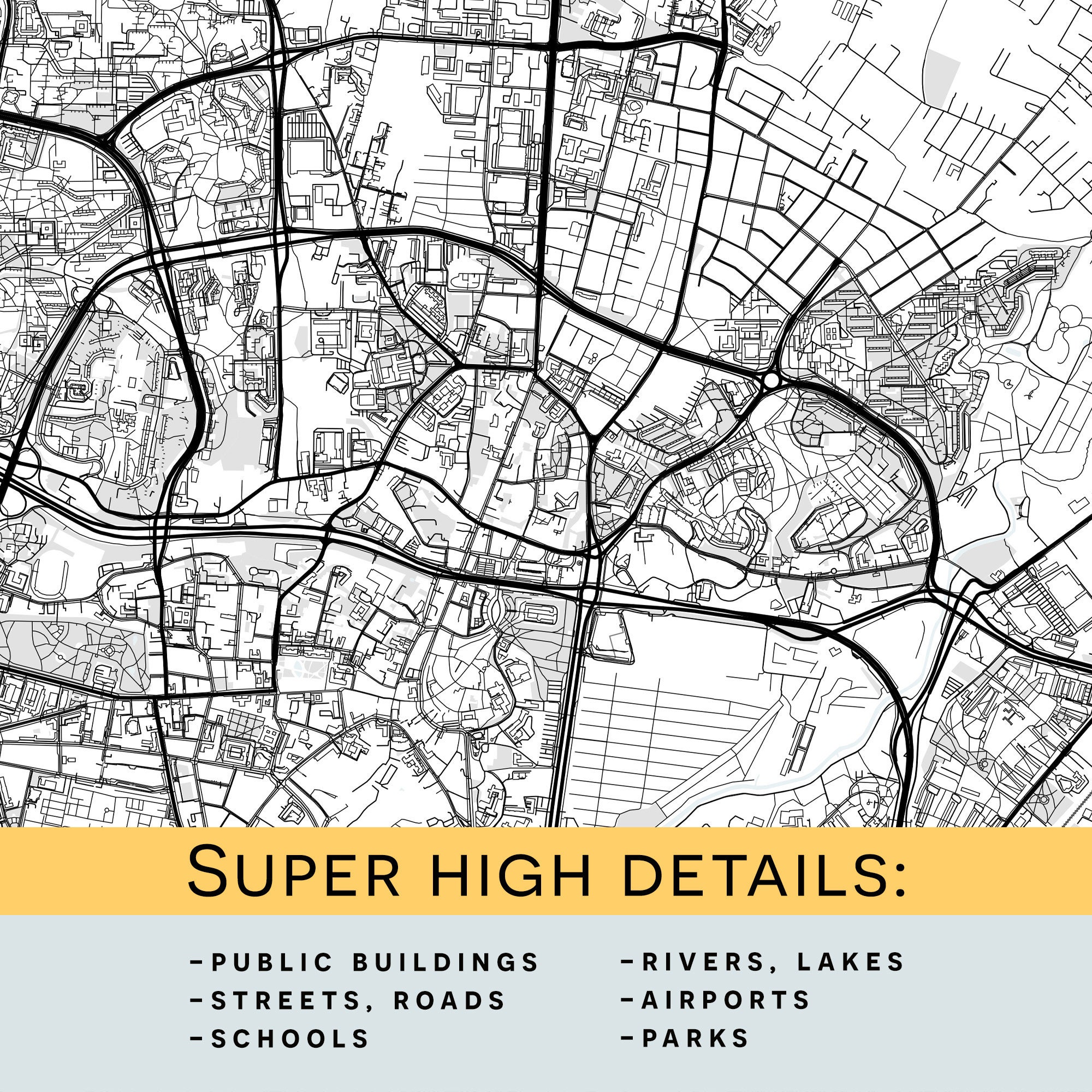 Lublin Map, Poland - City Map With High Details - Instant Download ...