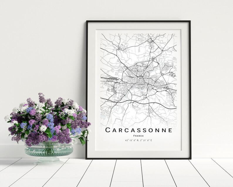 Carcassonne Map France City Map With High Details - Etsy