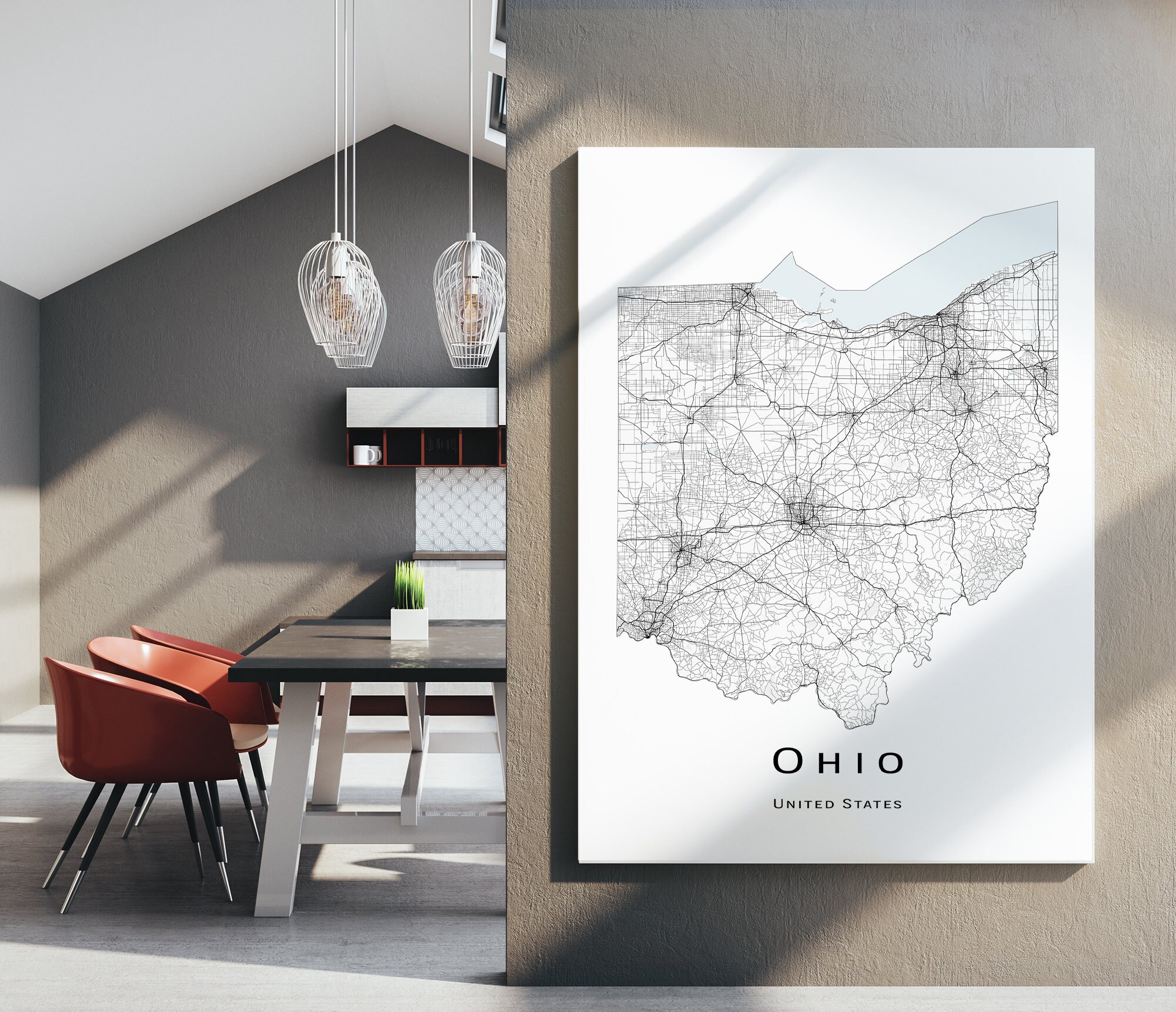 Ohio Map OH USA United States Map Printable Map Poster Digital Download ...
