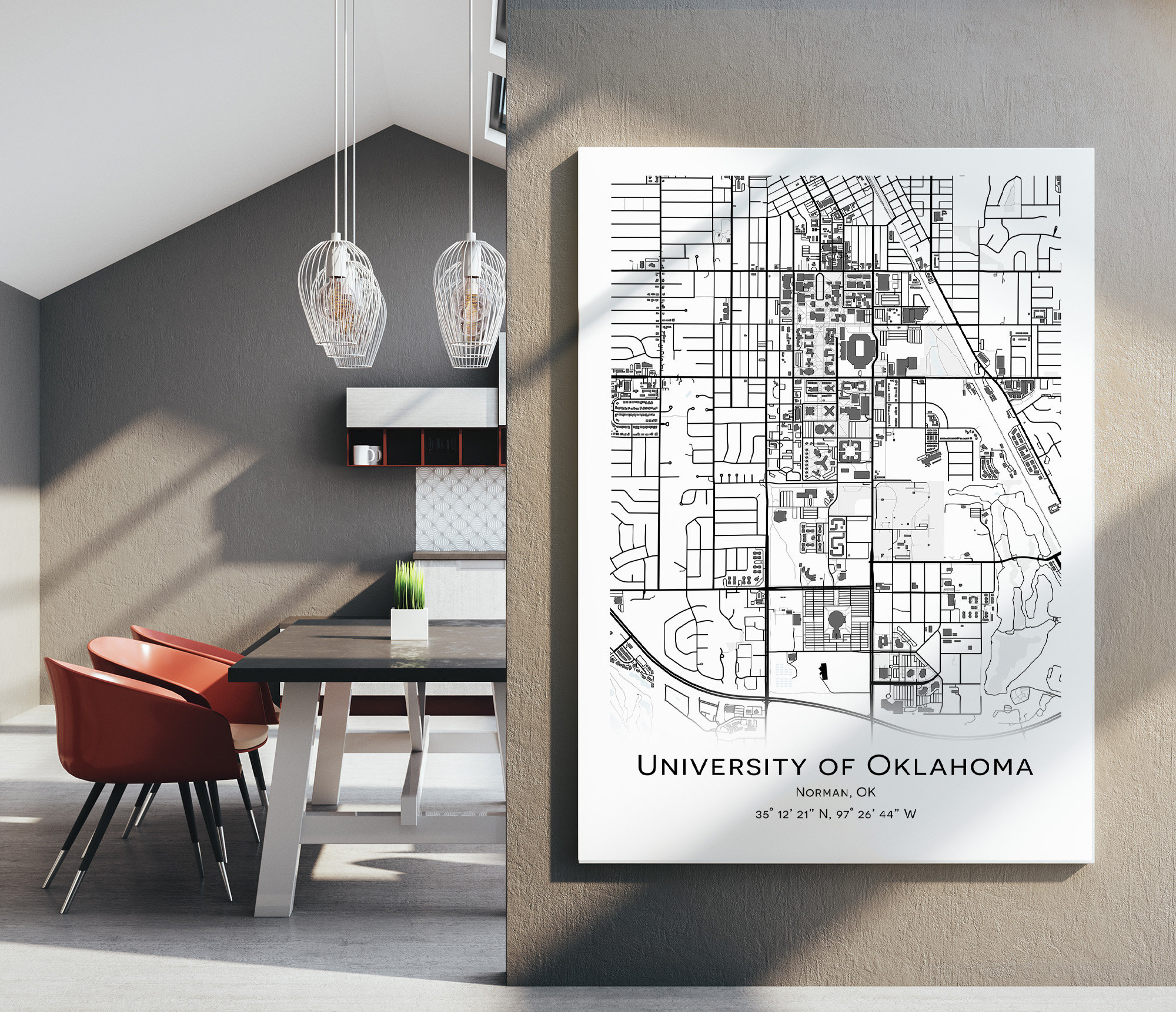 University of Oklahoma Map, Norman, OK - Graduation Gift - Wall Decor ...