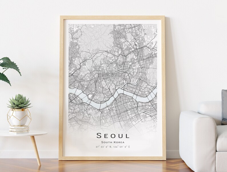 Seoul Map South Korea City Map With High Details Printable Map Poster ...