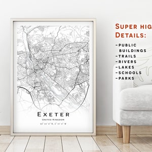 Exeter Map, United Kingdom City Map With High Details Instant Download ...