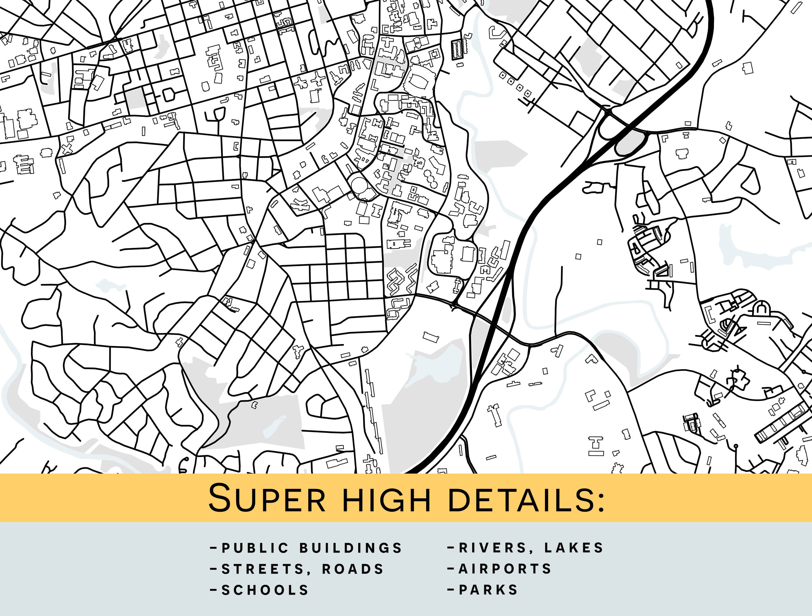Athens Map Georgia GA City Map With High Details Printable Map Poster ...