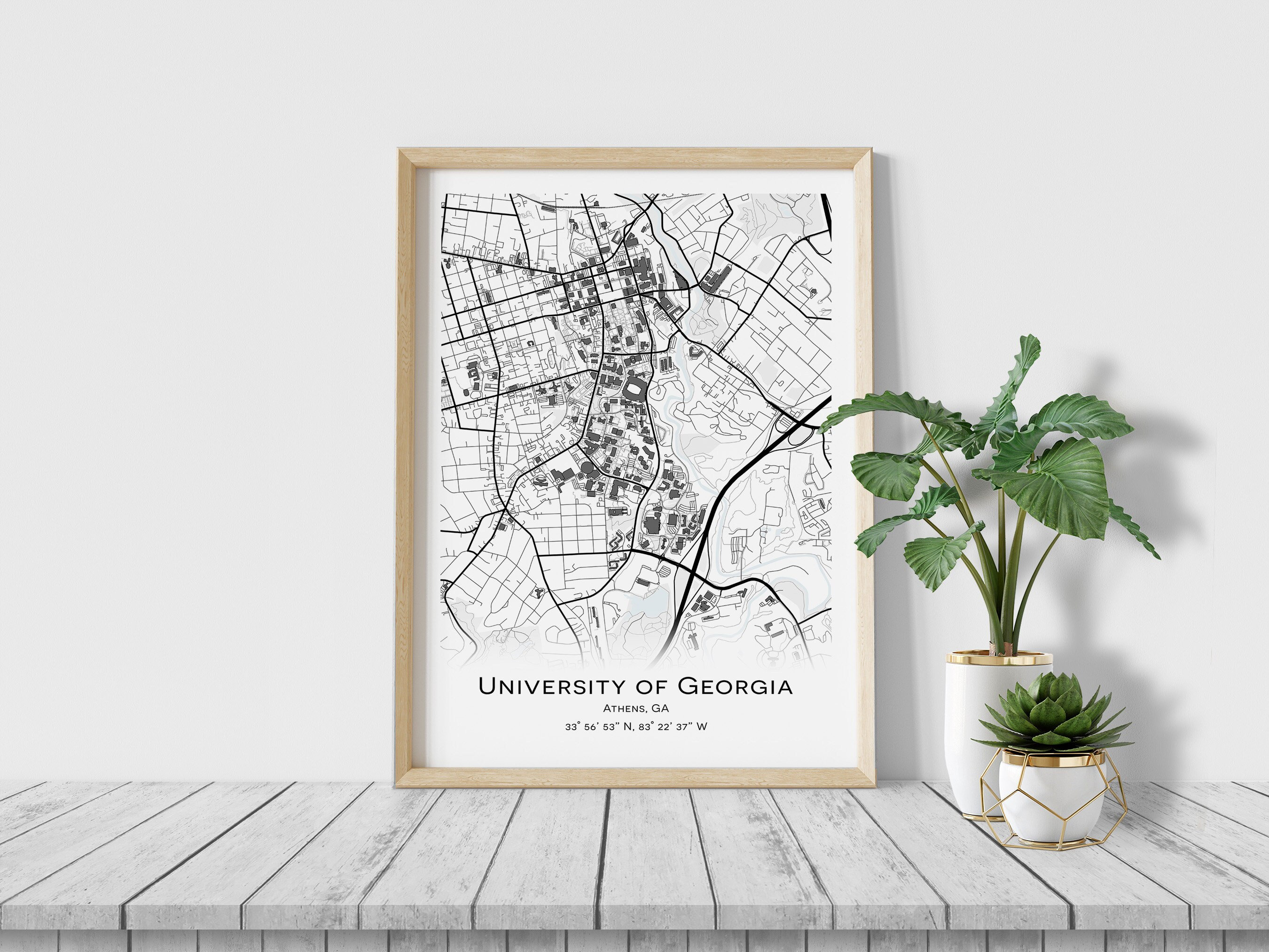 University of Georgia Map, Athens, GA - Graduation Gift - Wall Decor ...