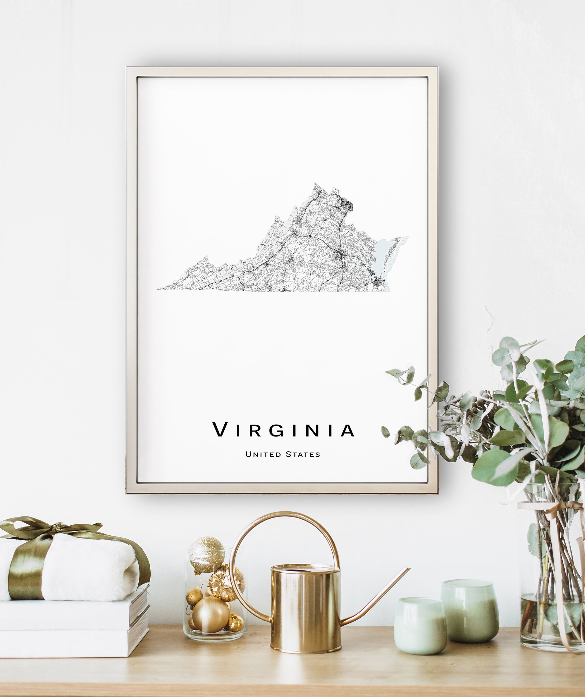 Virginia Map VA USA United States Map Printable Map Poster Digital ...