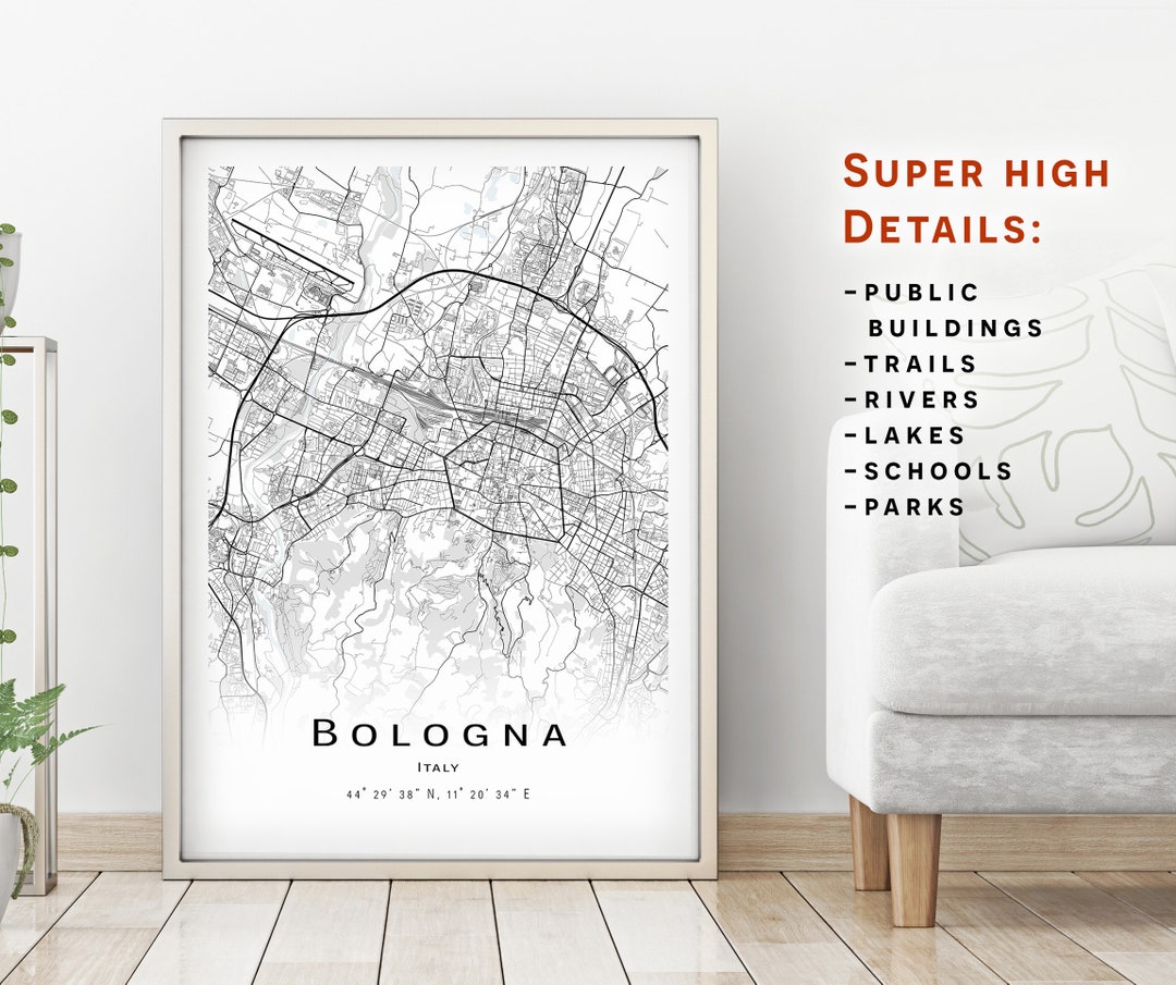 Bologna Map, Italy - City Map With High Details - Instant Download ...