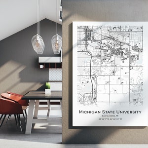 Michigan State University Map, East Lansing,mi Graduation Gift wall ...