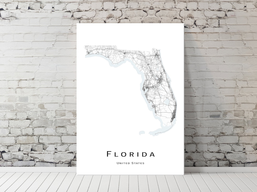 Florida Map - FL USA United States Map - Printable Map Poster - Digital ...