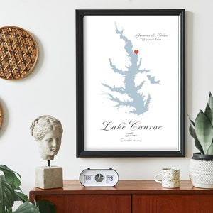 Custom Lake Map, Lake Poster- Gift for Couple, Met, Engaged, Married ...