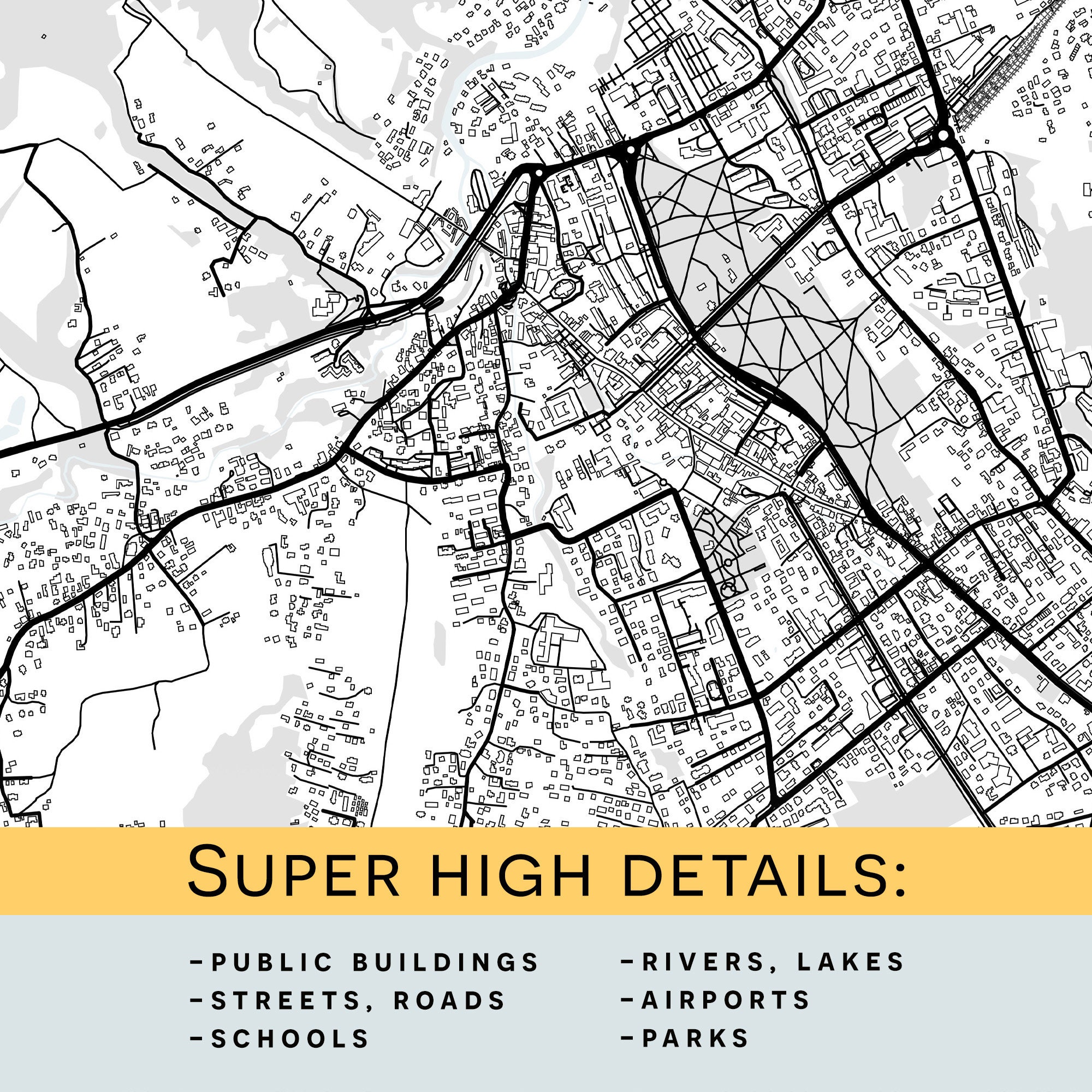 Zakopane Map Poland City Map With High Details Instant - Etsy