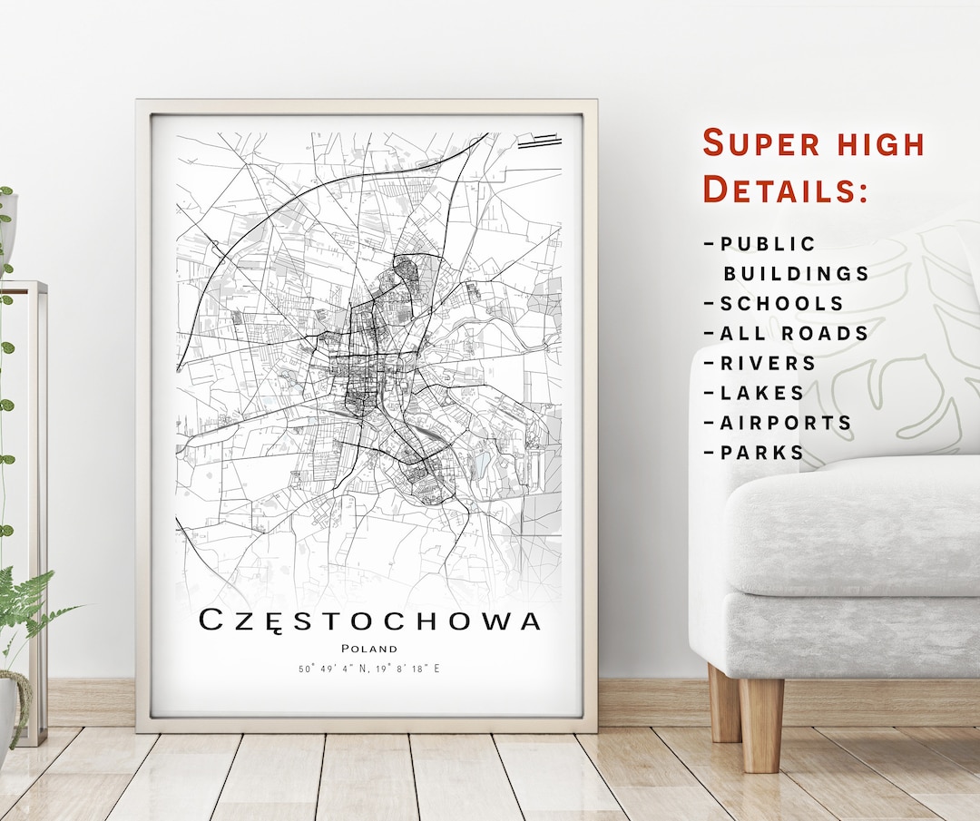 Czestochowa - Poland - City Map With High Details - Printable Map ...