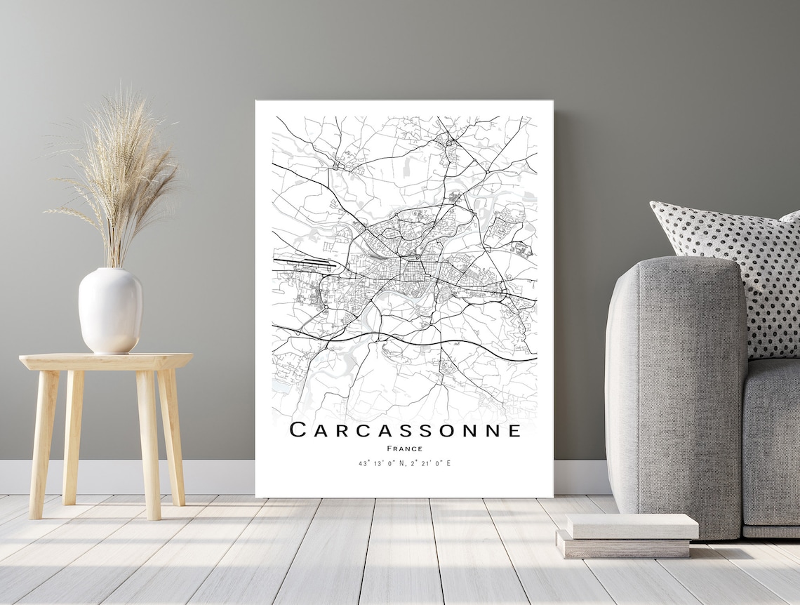 Carcassonne Map France City Map With High Details - Etsy